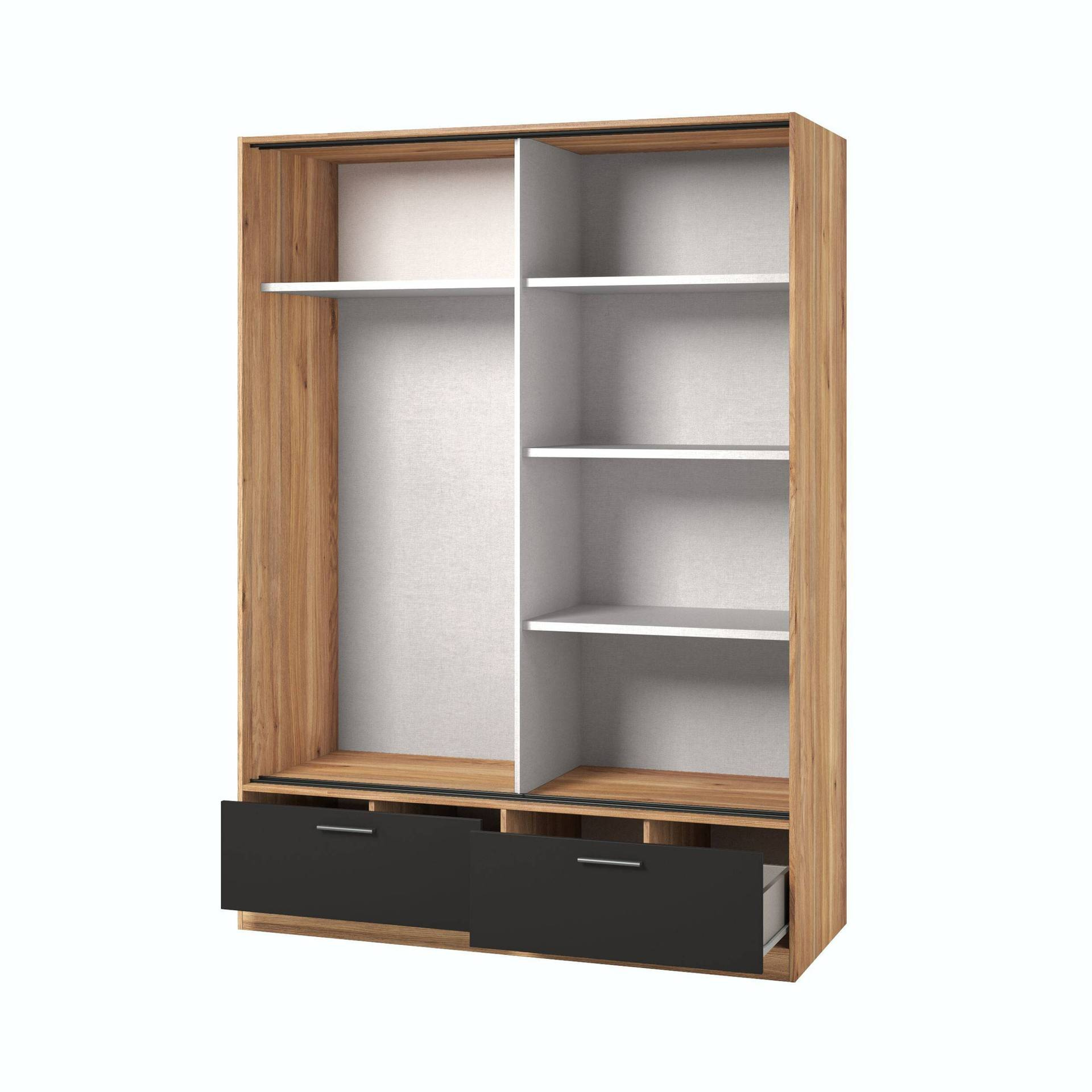 Beta – Szafa 2D2S z Lustrem Dąb Mauvella Czarny mat Helvetia - Meblecom.pl