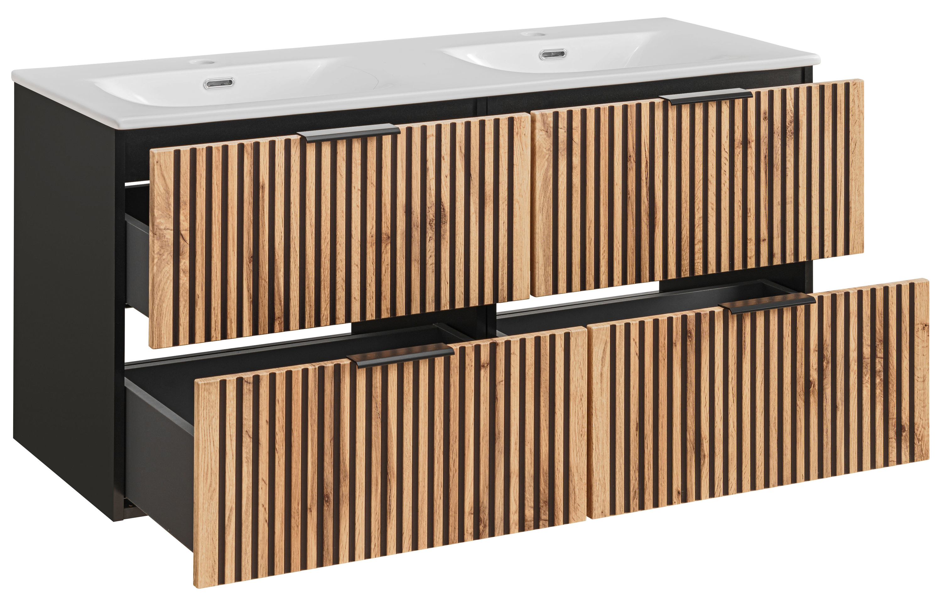 Szafka 120 cm Xilo Black Wotan z podwójną umywalką SKY120D Comad ...